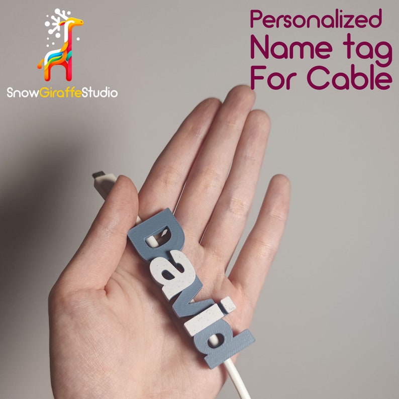 Snowgiraffe Design Personalized 3D Cable Tag - Multiple Color Choices ...