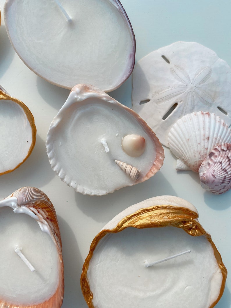 Handmade Seashell Candle | Ocean-inspired Home Decor | Beach Candle ...