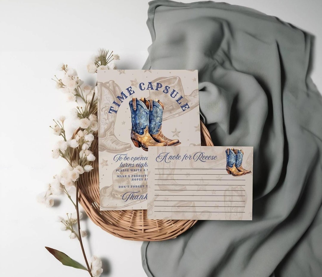My First Rodeo Time Capsule BOY - Blue Western Cowboy Party - Editable ...