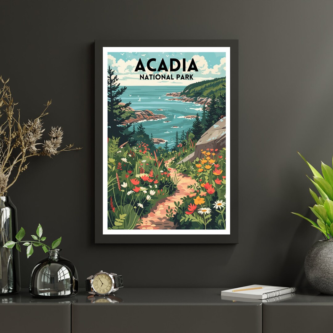 Acadia National Park, Nature Posters, Retro National Park Poster, Retro ...