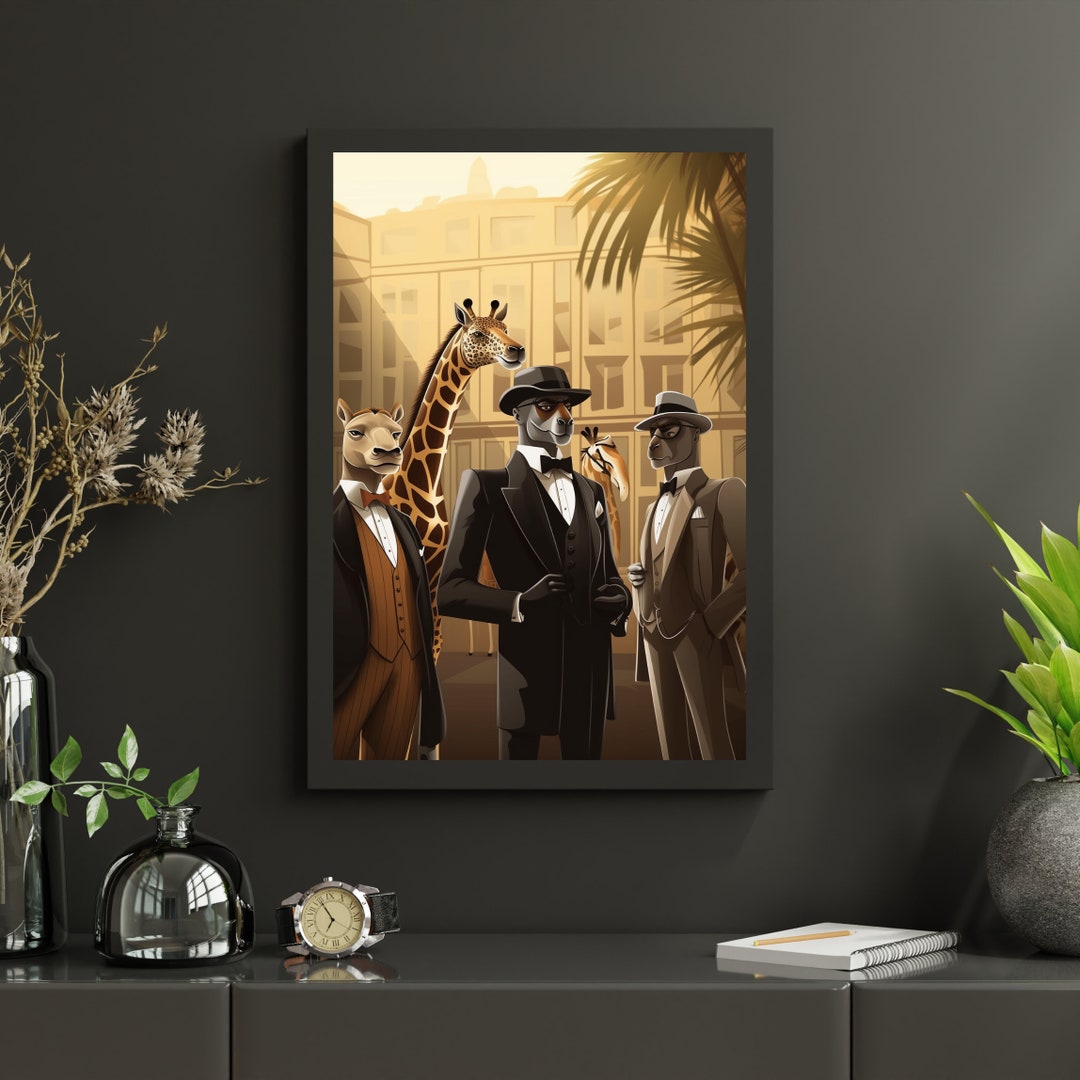1920s Hotel Heist, Animals in Suits, Vintage Wall Art, Roaring 20s Wall ...