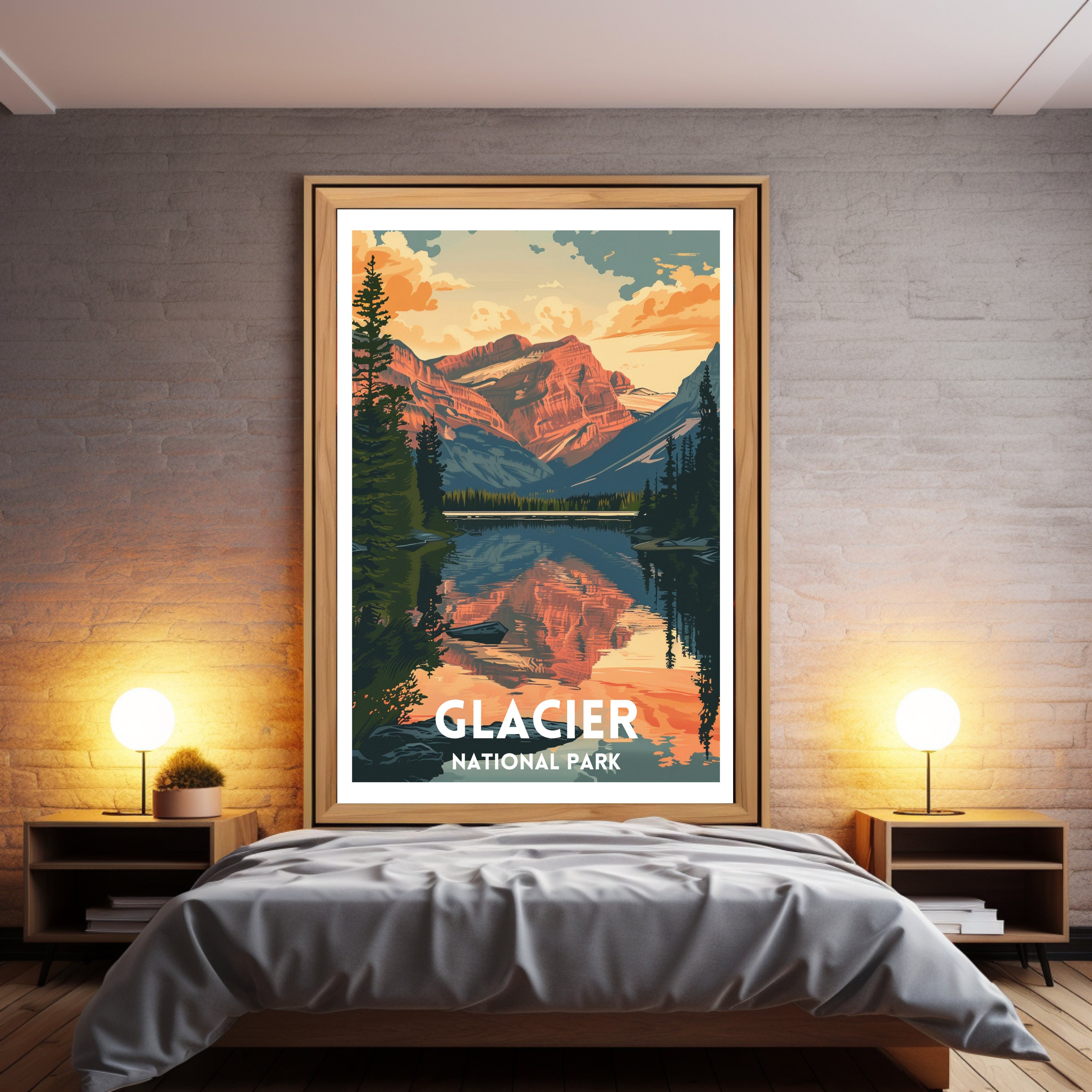 Glacier National Park, Nature Posters, Retro National Park Poster ...