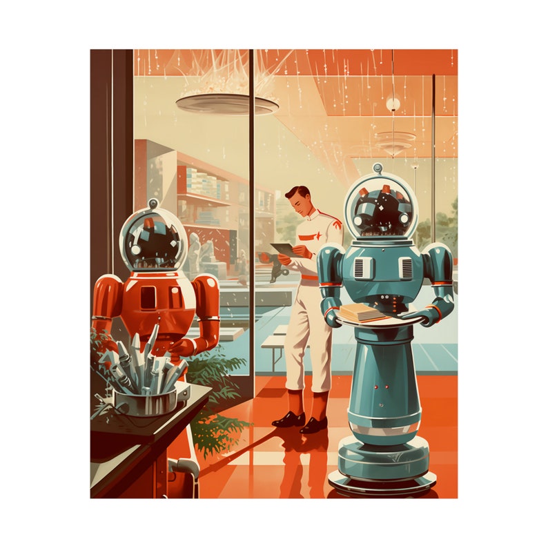 1950s, Futuristic, Retro Futurism, Futuristic House, Cleaning Robots ...