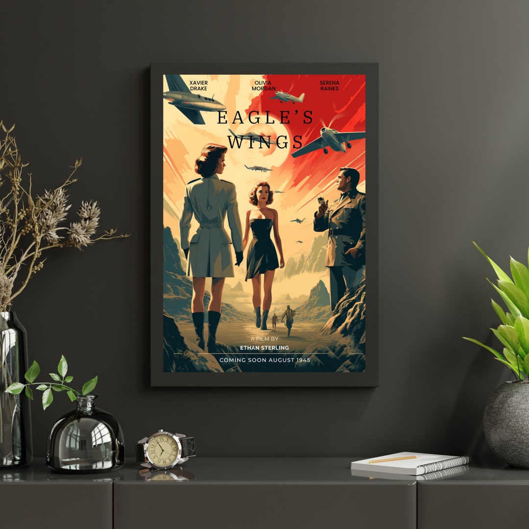 1940s Themed Movie Poster, War Movie Poster, WWII Movie, Eagle's Wings ...