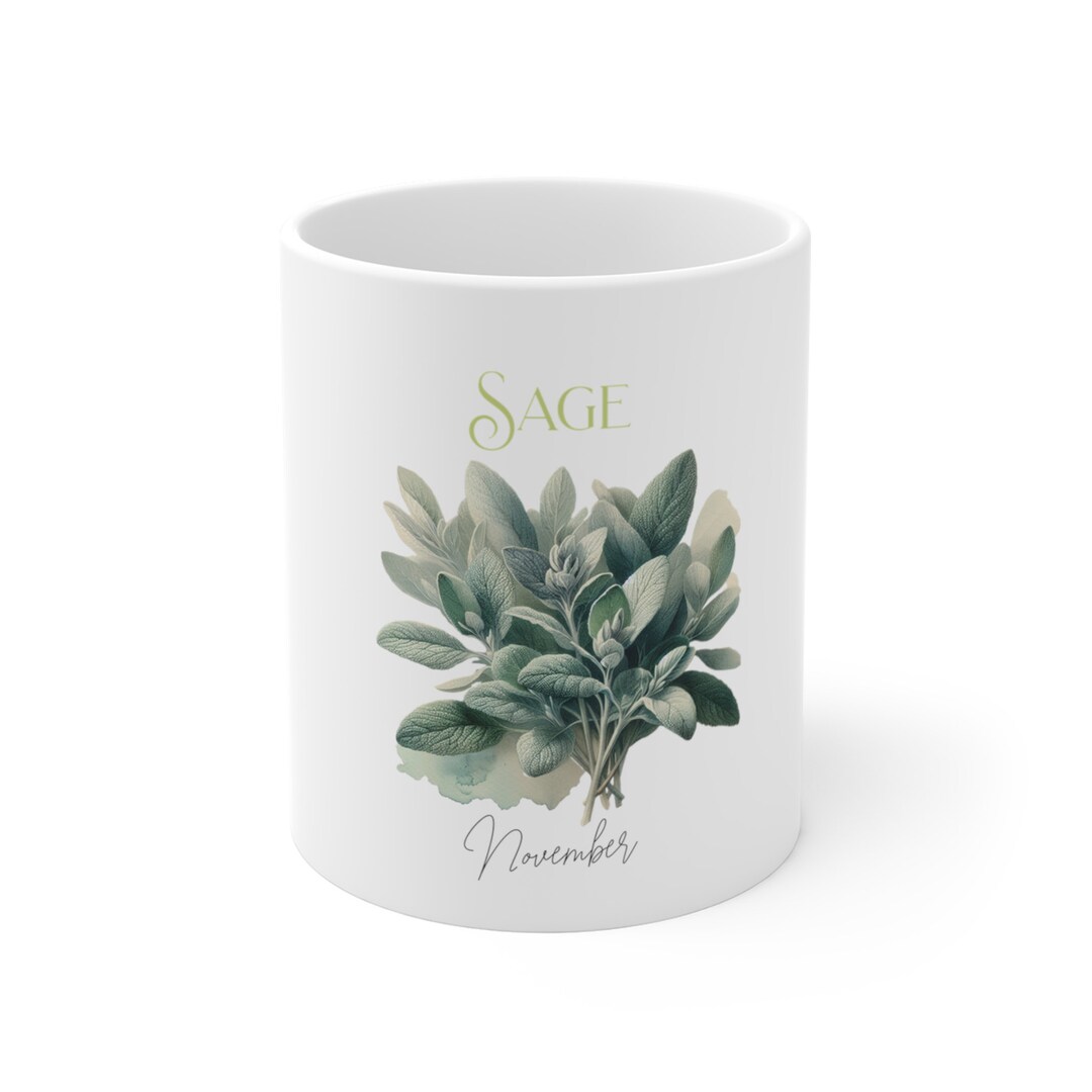 Birth Month Spice Mug, November Birthday Cup, Herbs and Spices, Sage ...