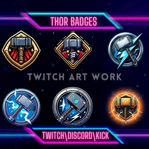 Thor-hammer Twitch Sub Badges 6x Pack Twitch Streaming Discord Myth Th ...