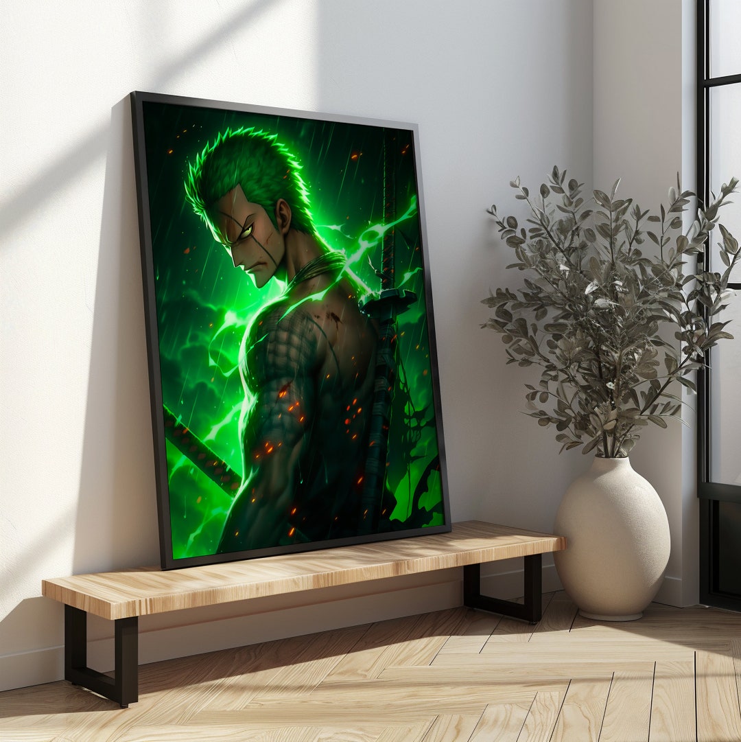 Roronoa Zoro One Piece Straw Hat Anime Poster Canvas Frame Gift For Him ...
