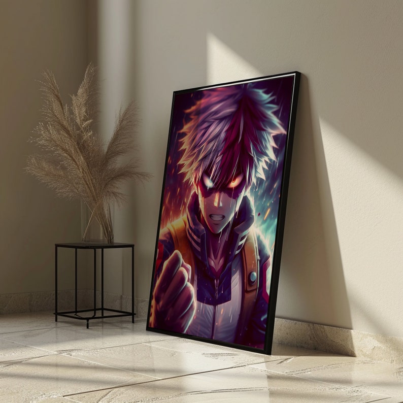 Shoto Todoroki Boku No Hero Academia Anime Fanart Premium Canvas Frame ...