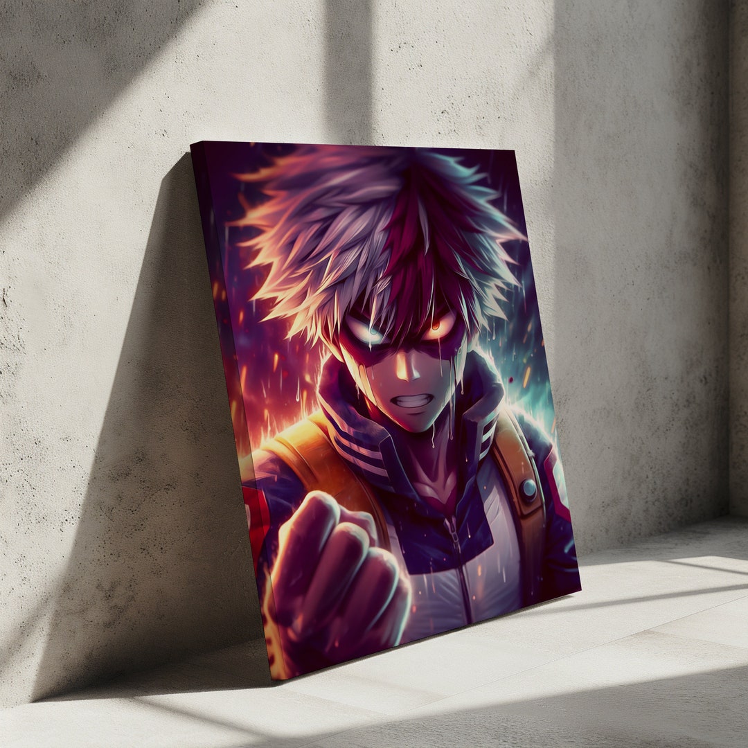 Shoto Todoroki Boku No Hero Academia Anime Fanart Premium Canvas Frame ...