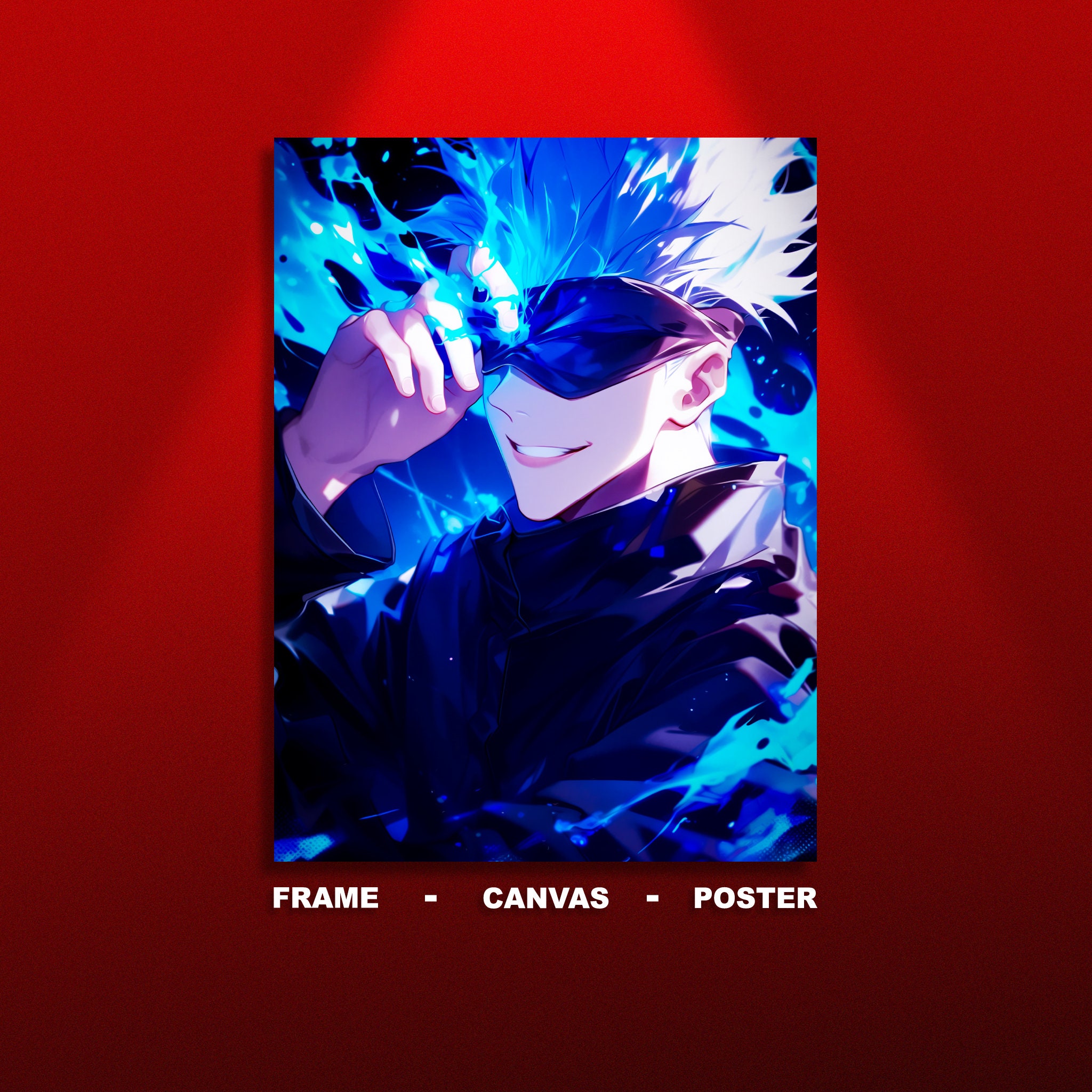 Satoru Gojo Jujutsu Kaisen Anime Poster Frame Canvas Gift for Him, Gift ...