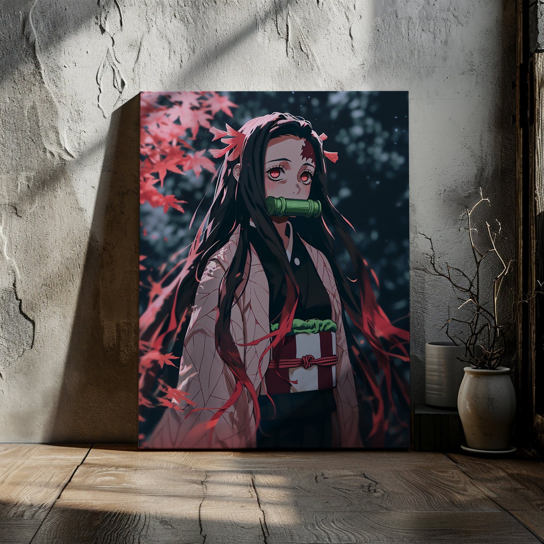 Nezuko Kamado Demon Slayer Kimetsu No Yaiba Anime Fanart Premium Canvas ...