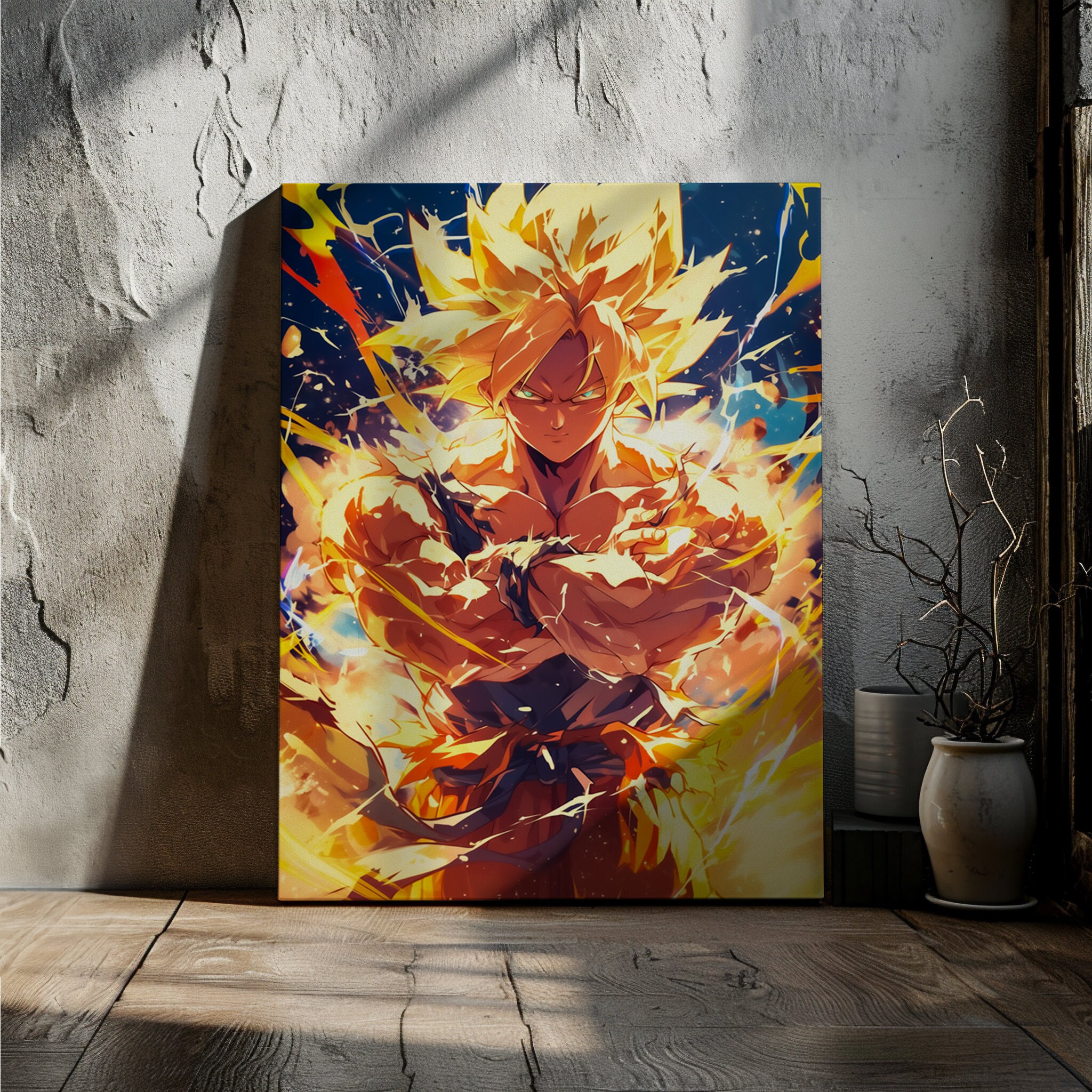 Goku Ripped Dragon Z Anime Fanart Premium Canvas Frame Poster Super Gloss For Him Her For Anime