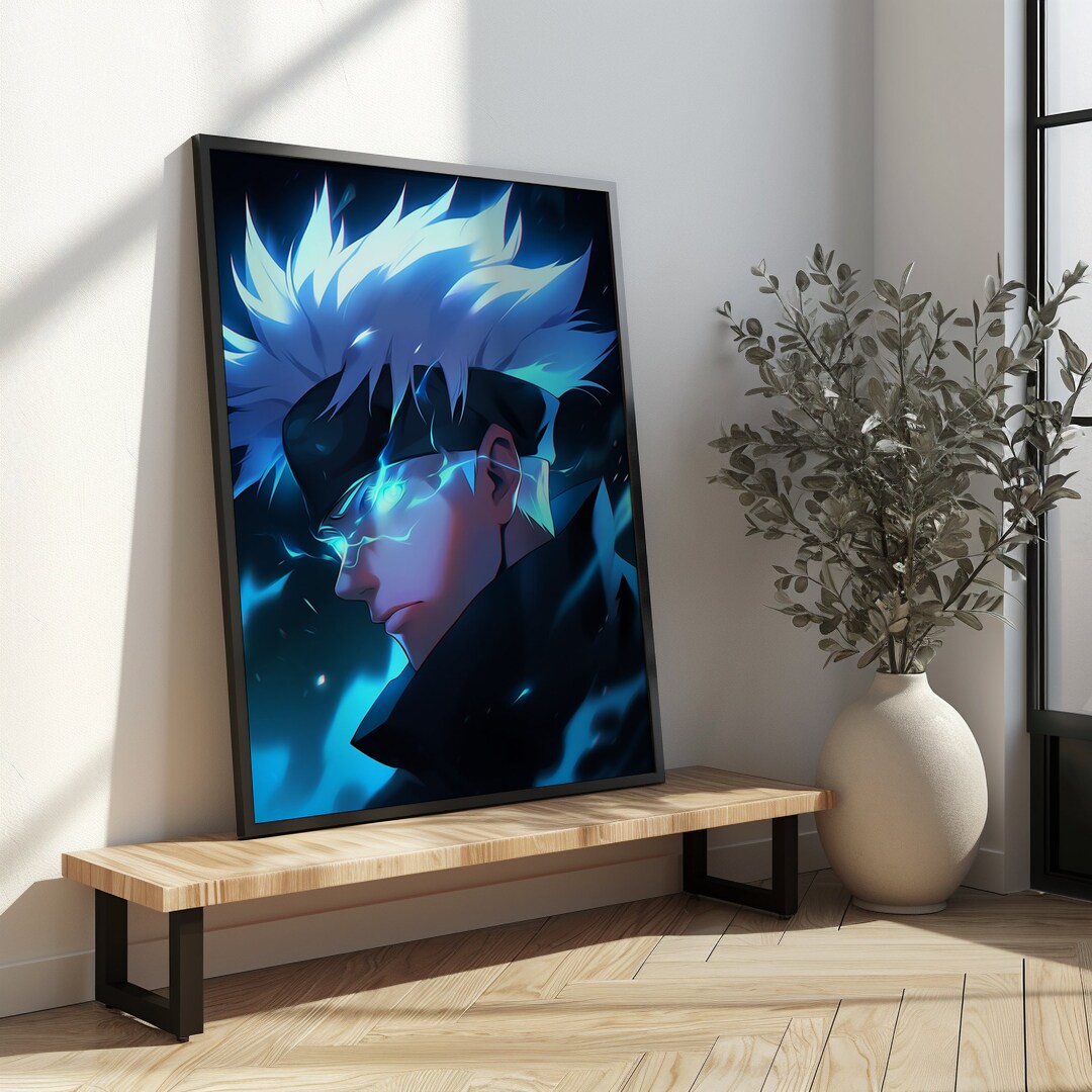 Satoru Gojo Jujutsu Kaisen Anime Poster Frame Canvas Gift for Him, Gift ...