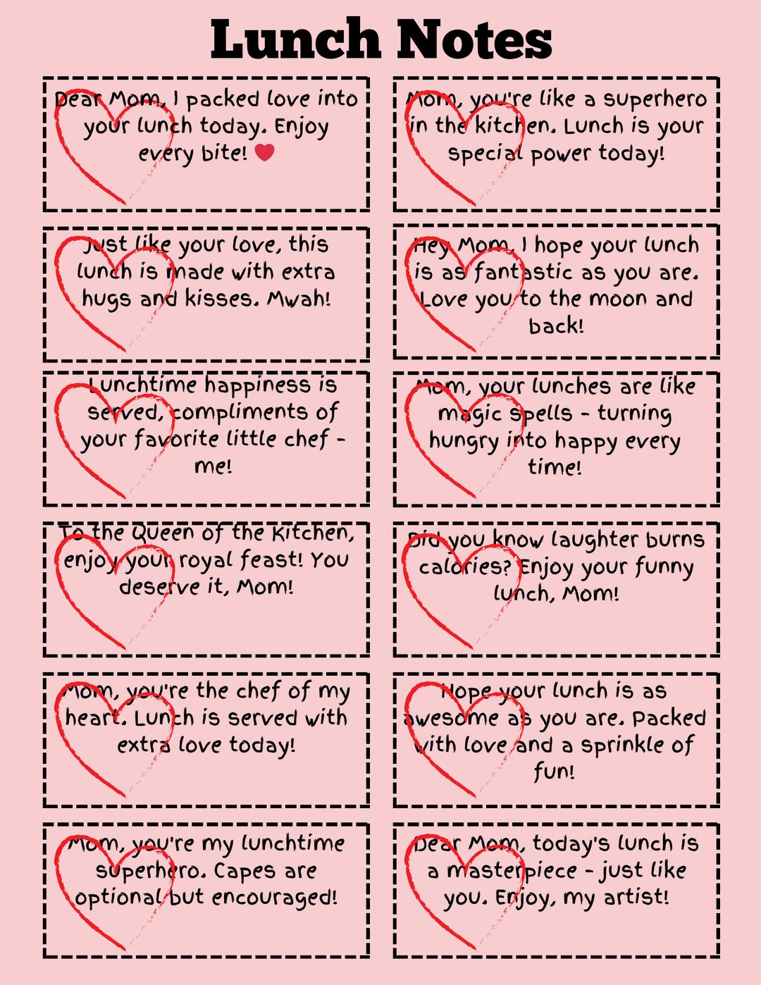 Lunch Notes Mom Png - Etsy