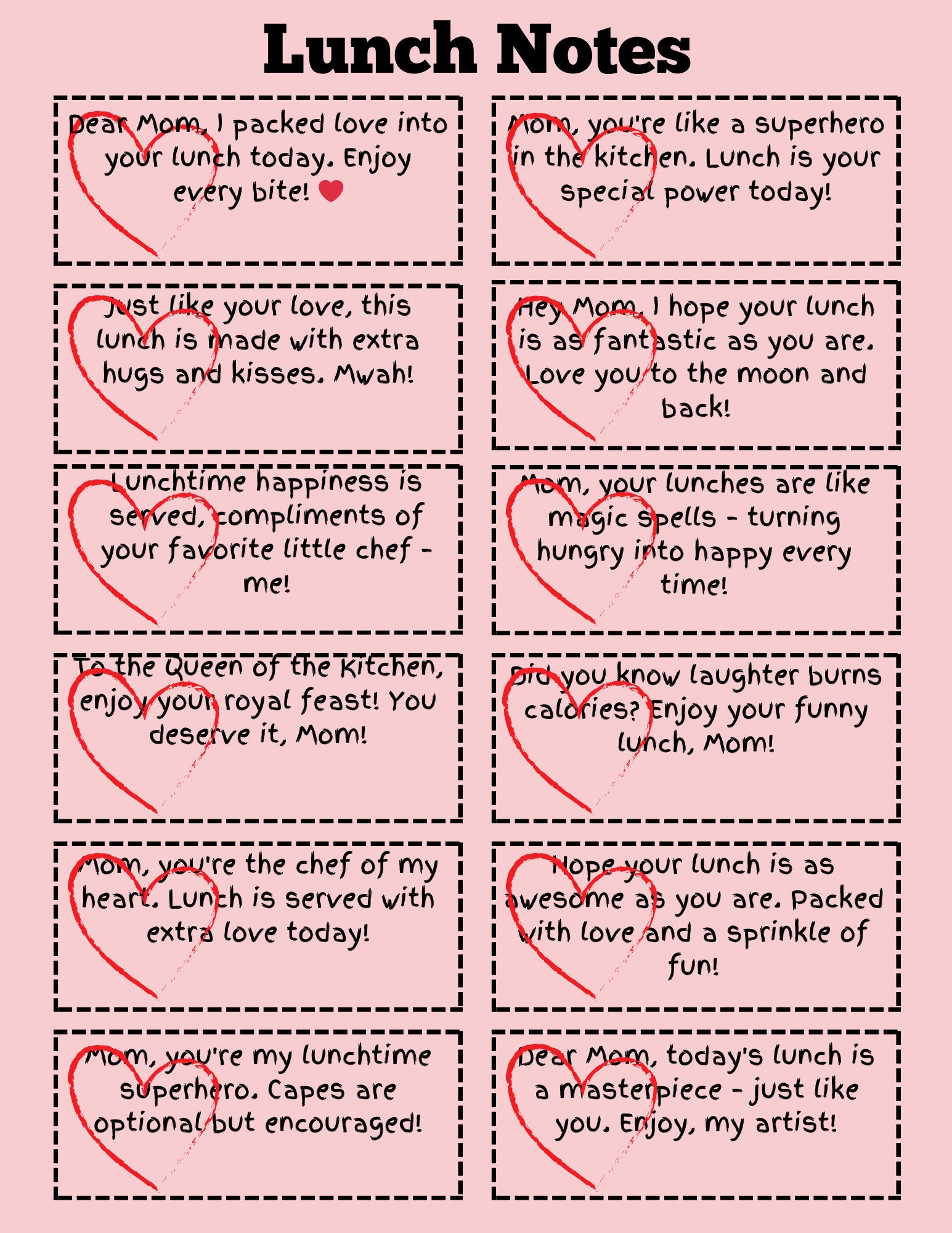 Lunch Notes Mom Png - Etsy