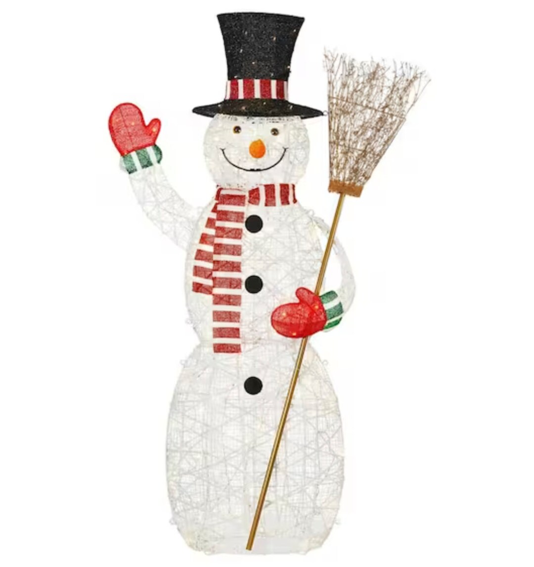 6 Ft. Snowman With Broom Stick Yard Decoration Disco Statue - Etsy