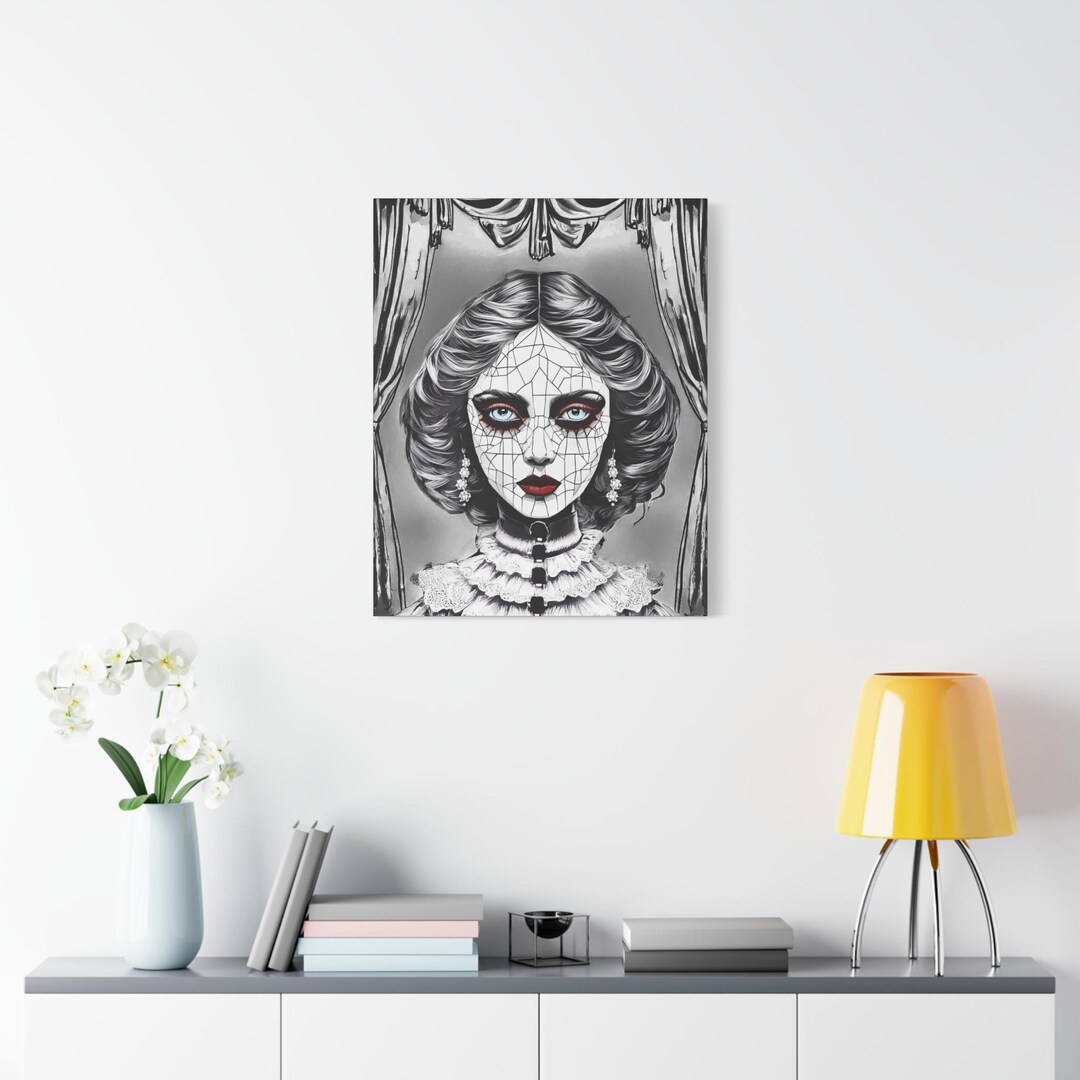 Shattered Victorian Porcelain Doll Canvas Print, Gothic Dark Academia ...