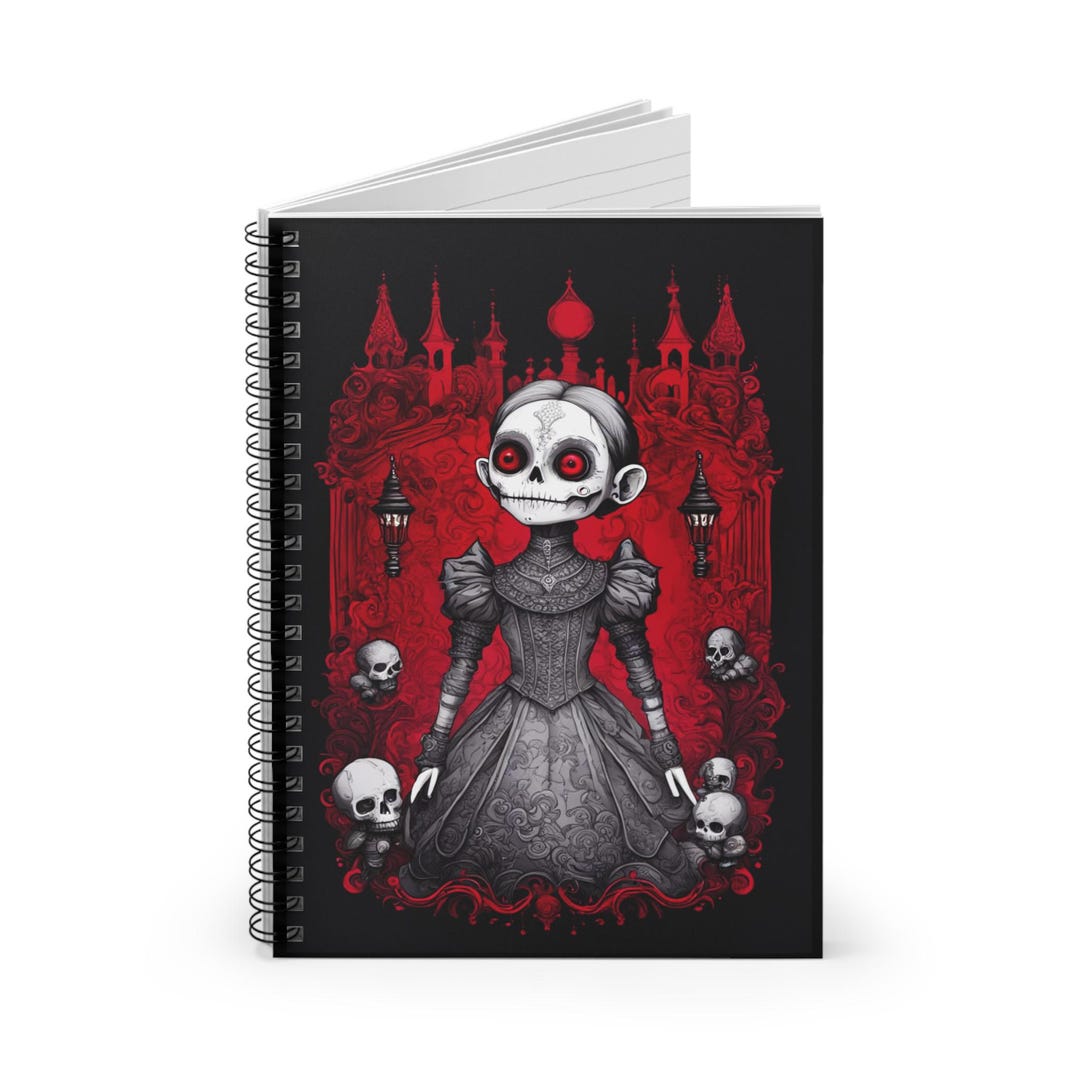 Gothic Spiral Notebook | Creepy Cute Skull Girl Journal, Horror ...