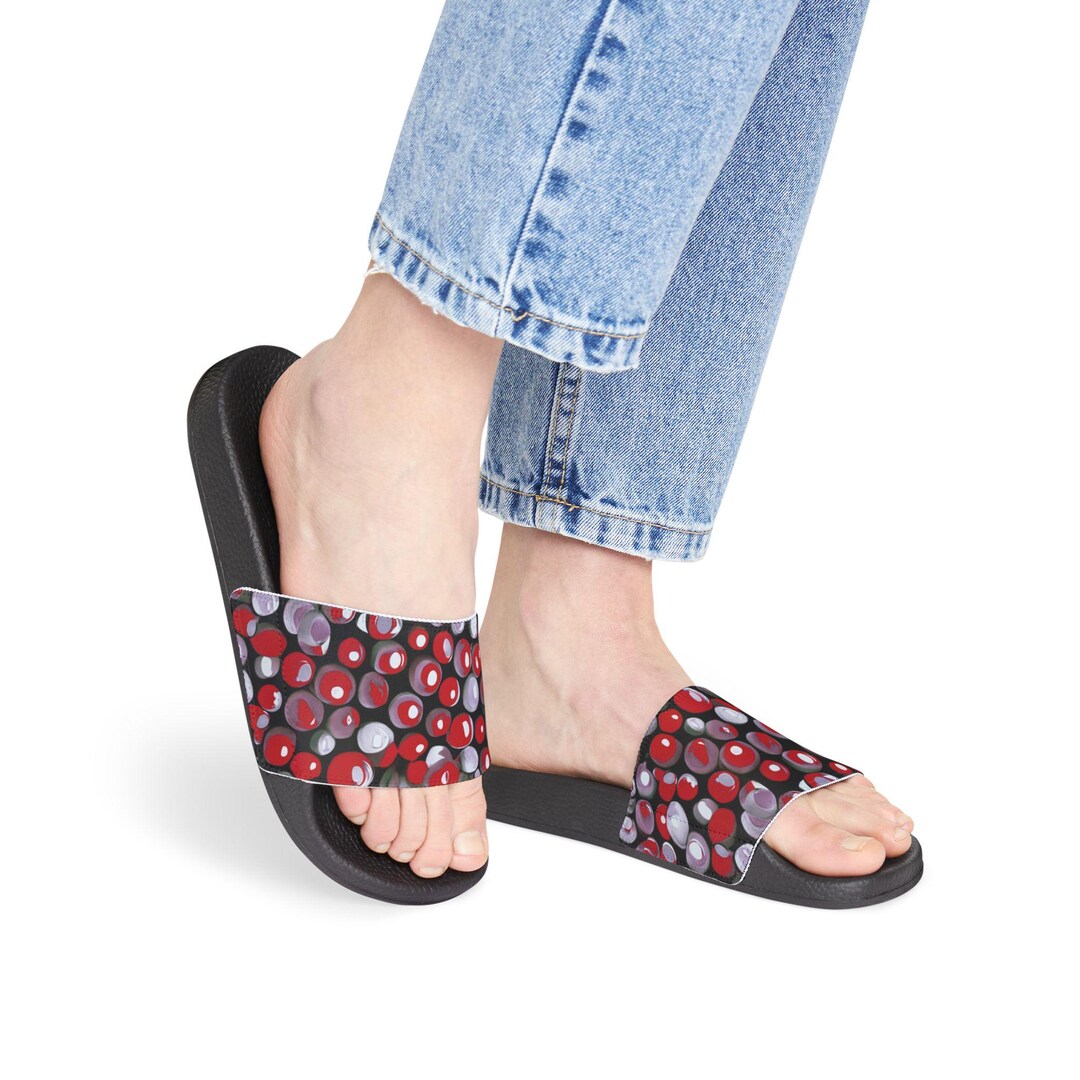 Red Boba Bubble Tea Slide Sandals | Stylish Kawaii Removable Strap ...