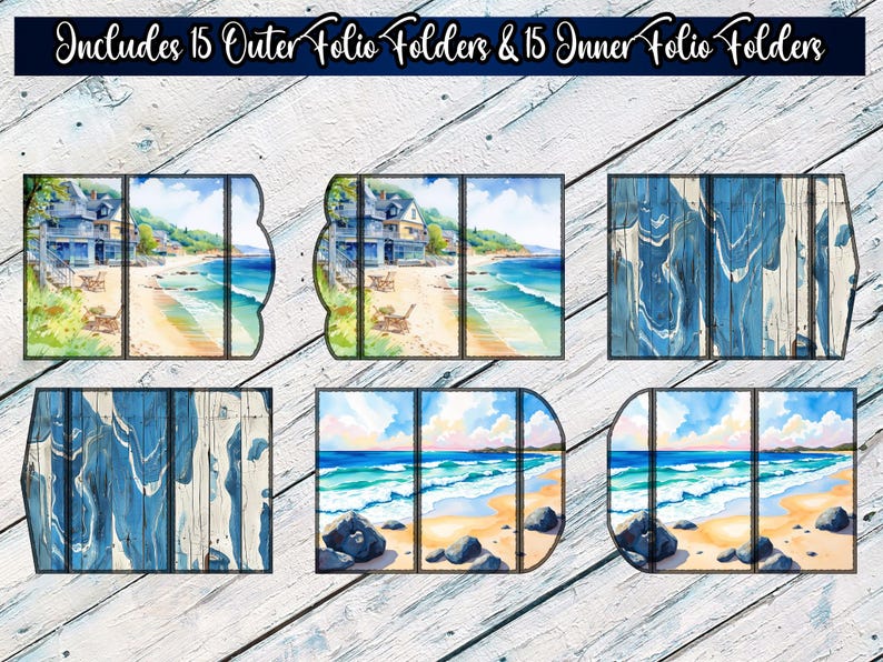 Printable Summer Beach Folio Kit, DIY Junk Journal Folding Trifold ...