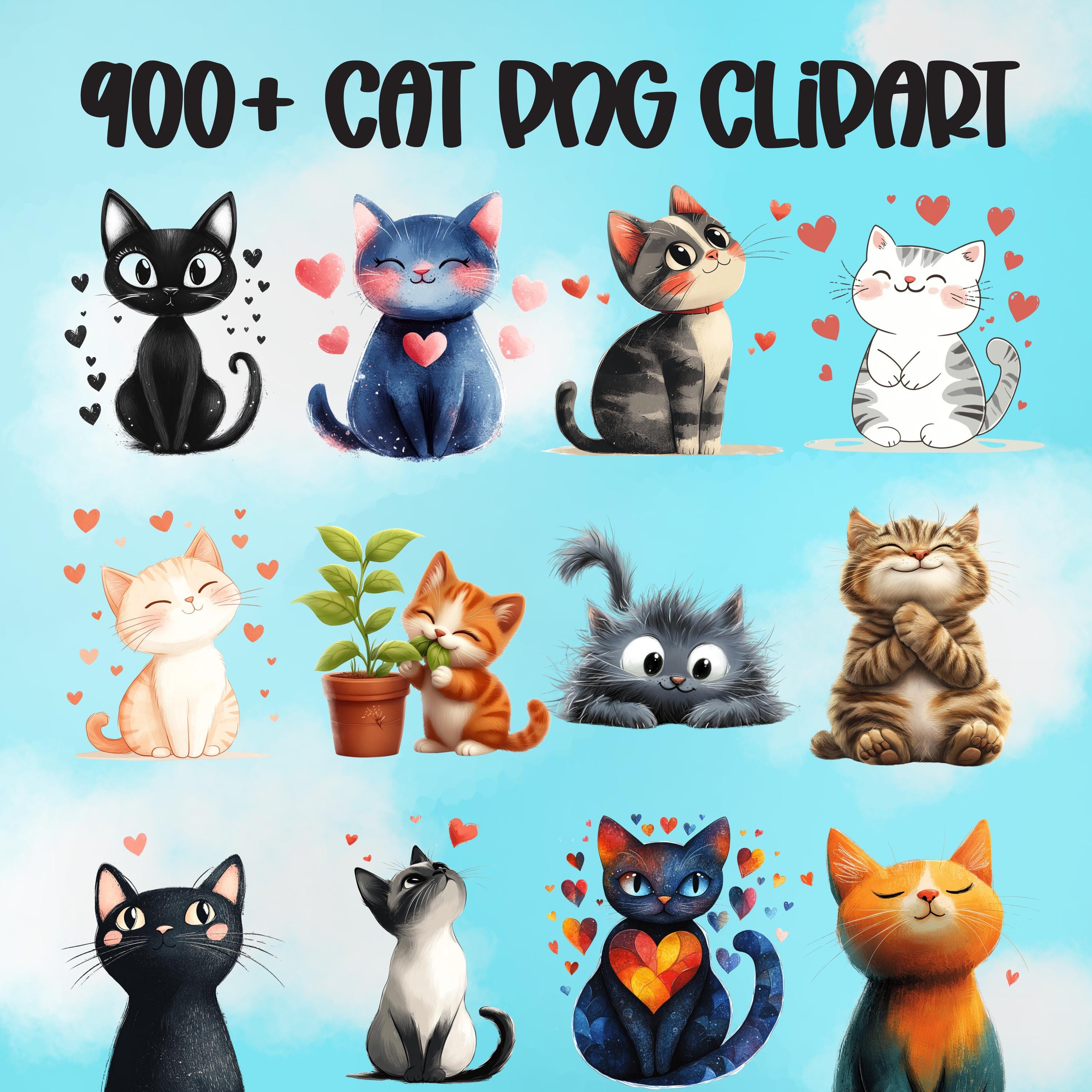 Kitty Clipart Mega Bundle,cat Printables,cat Scrapbook Paper,cat ...