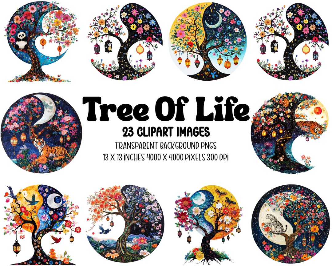 Animals Tree of Life Clipart Bundle, With Transparent Background, Tree ...