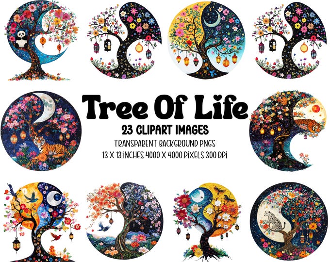 Tree of Life Clip Art, Watercolor Whimsical Tree Tree, White Tree ...