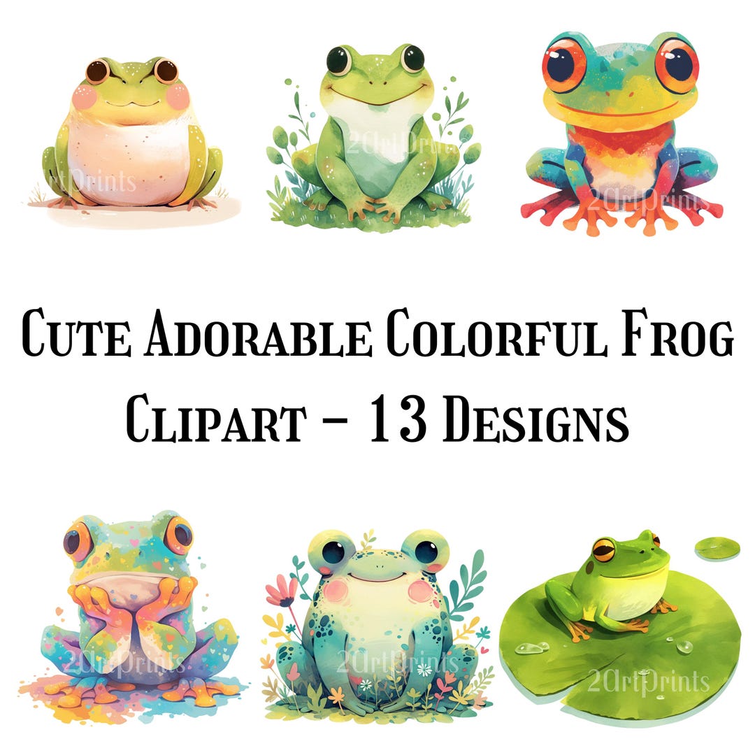 Cute Frog Clipart Collection, Dtf, Frogs Design, Frog Image, Summer ...