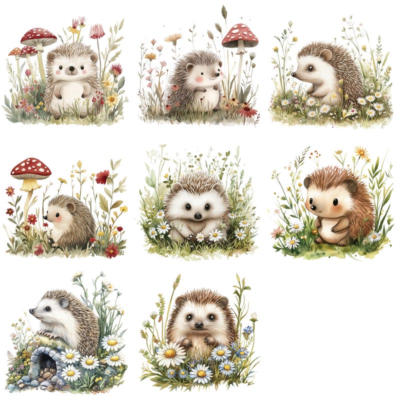 Cute Hedgehog Png Clipart Bundle | for Scrapbook Images, Hedgehog ...