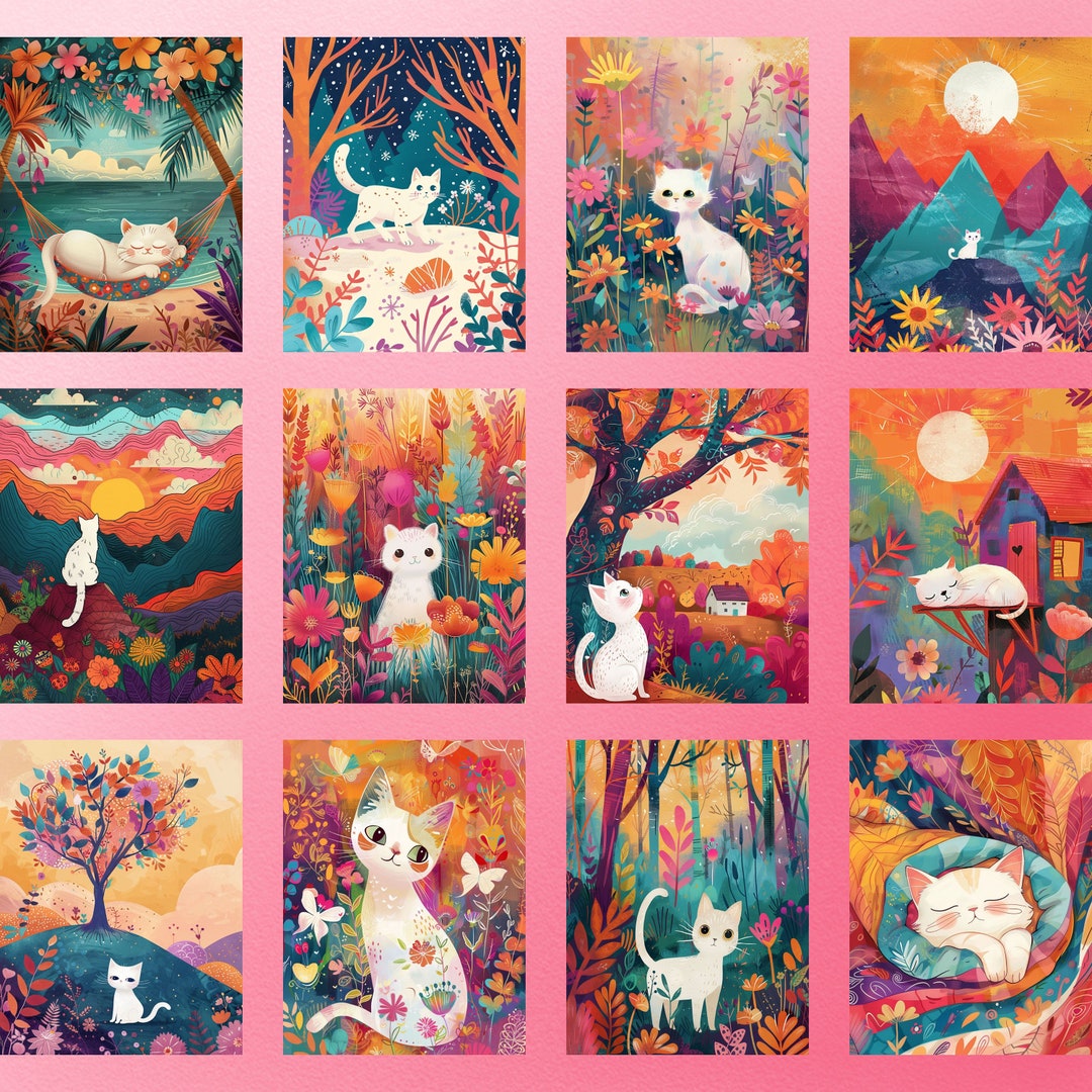 Cat Printables Cat Digital Paper, Cat Junk Journal, Cat Papers, Cat ...