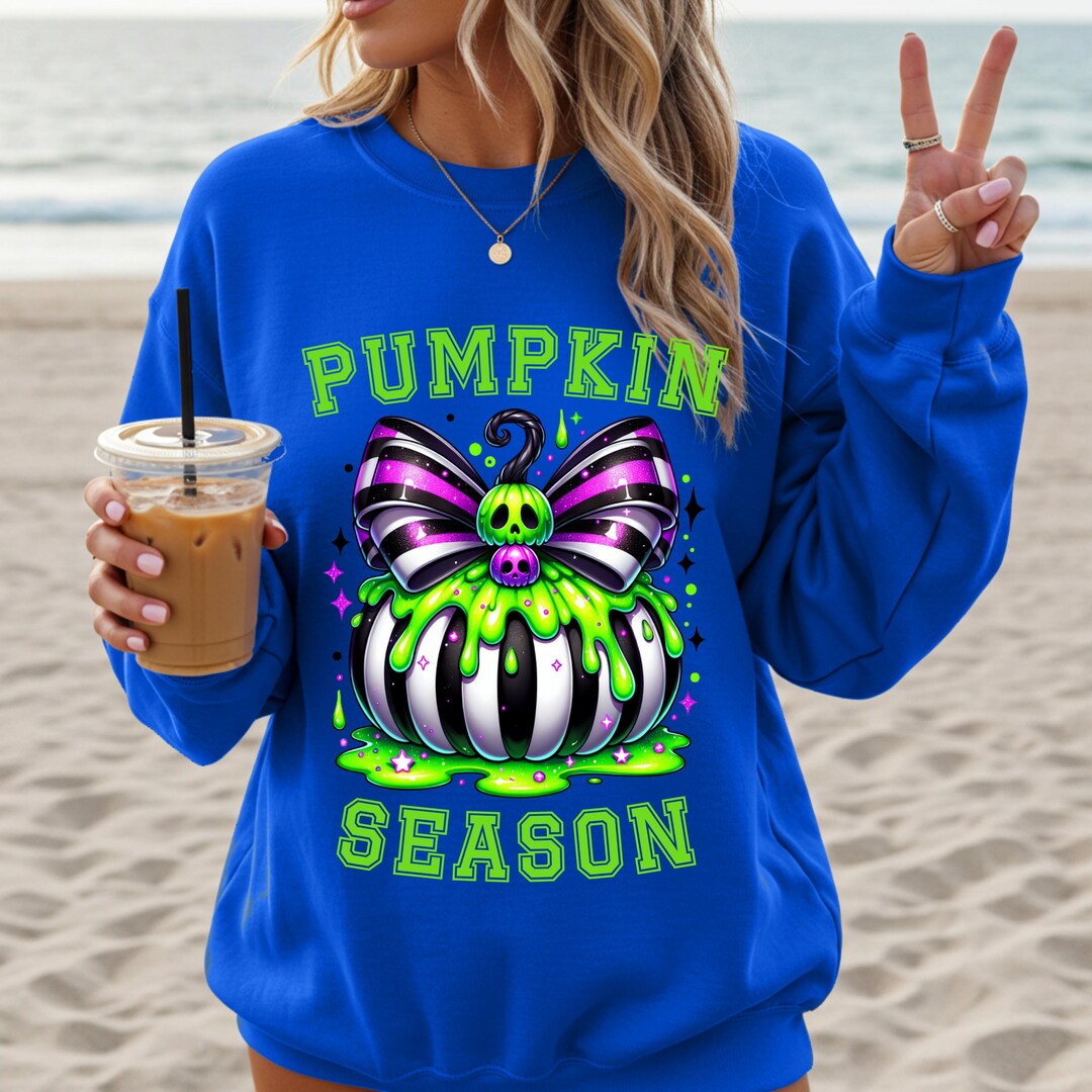 Pumpkin Season Neon Green Oozing Black Striped Pumpkin Shirt ...