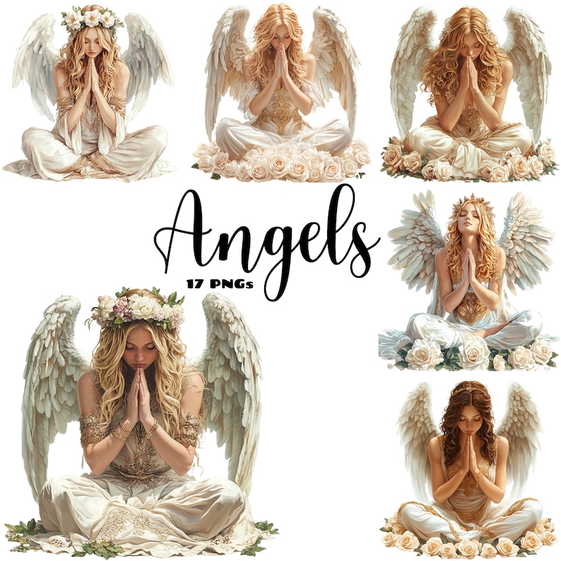 17 Angel With Wings Clipart Watercolor Christmas Boho Flower Angel Tree ...