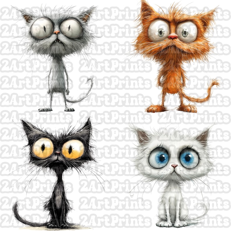 Funny Cats, Frazzled Cat Clipart, Quirky Cats, Animals, Cute Cat Clip ...