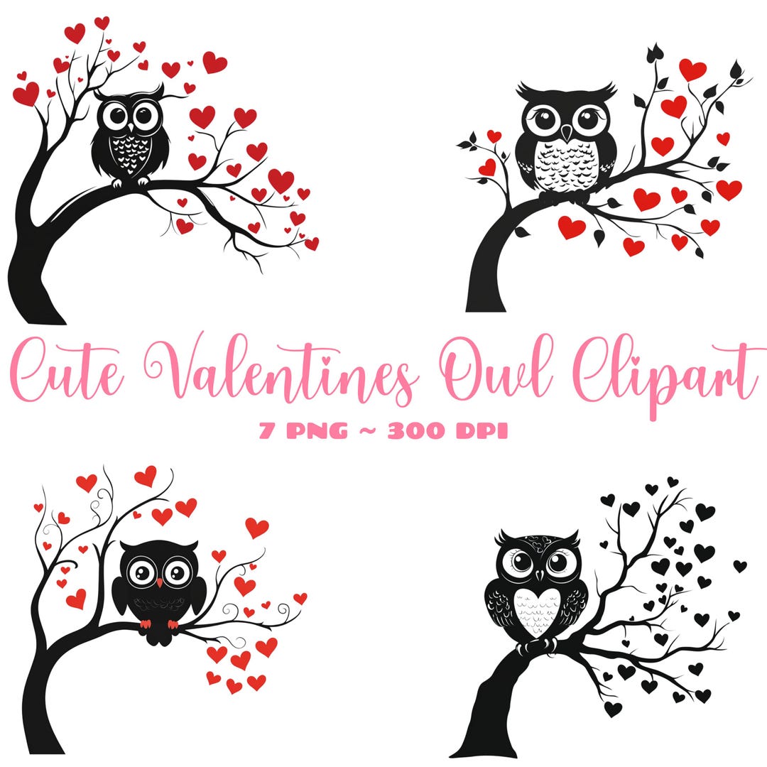 Cute Valentine Owl Clipart Designs Download, Printable Digital ...