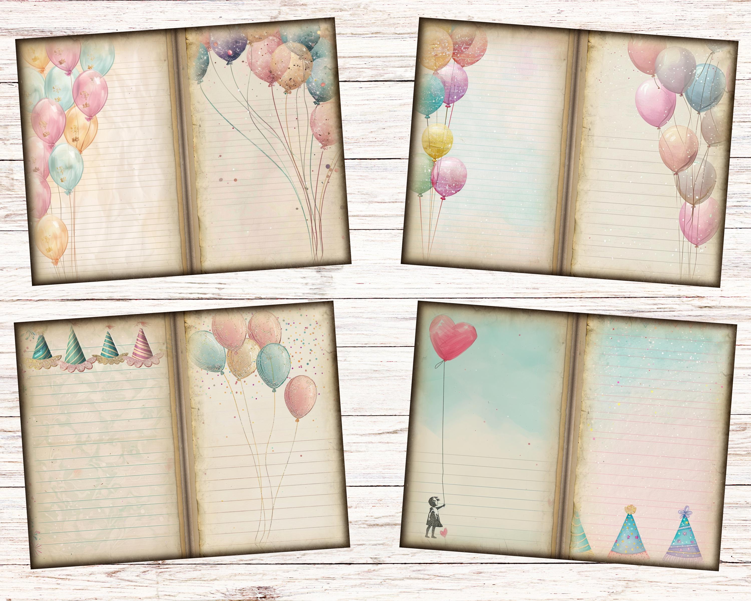 Heart Balloons Birthday Cake Papers, 32 Printable Celebration Papers - Etsy