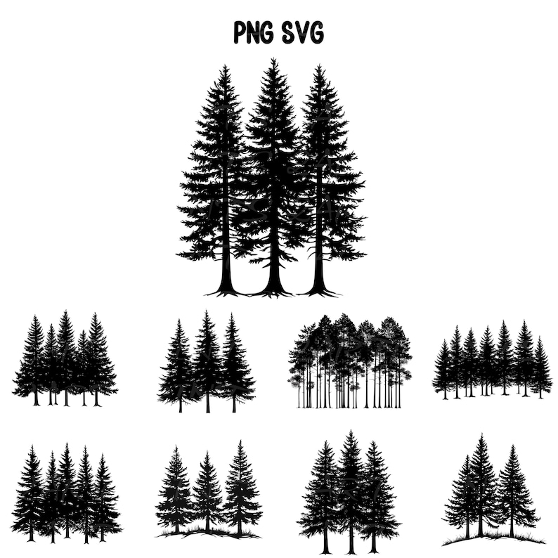 85 PNG SVG Forest Trees Vector, Tall Pines Silhouette, Spruce Forest ...
