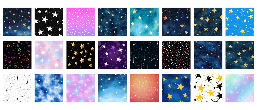 Star Digital Paper, Stars Background, Star Patterns, Junk Journal ...
