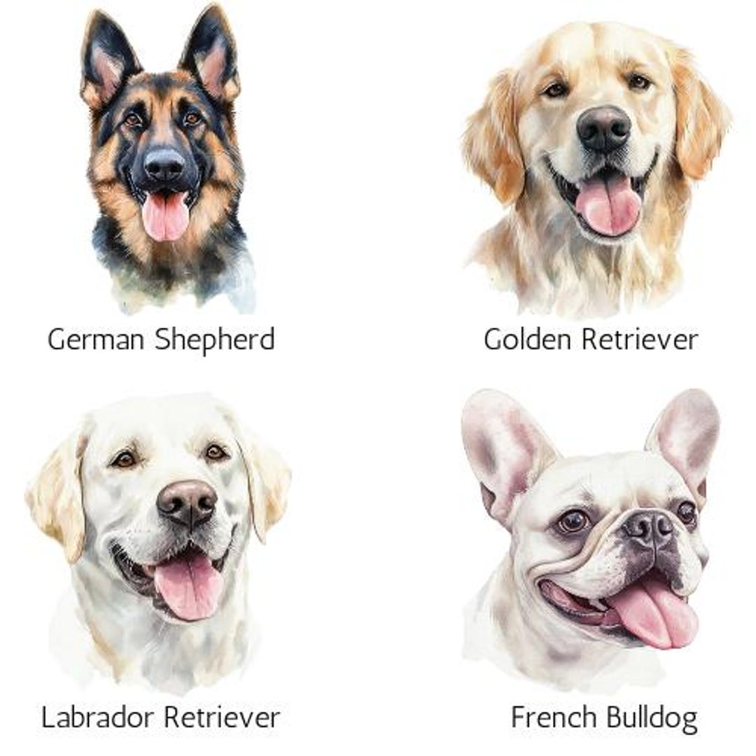 19 Dog Breeds,watercolor Dogs,dog Bundle,cute Dog Art,dogs Clipart,dog ...