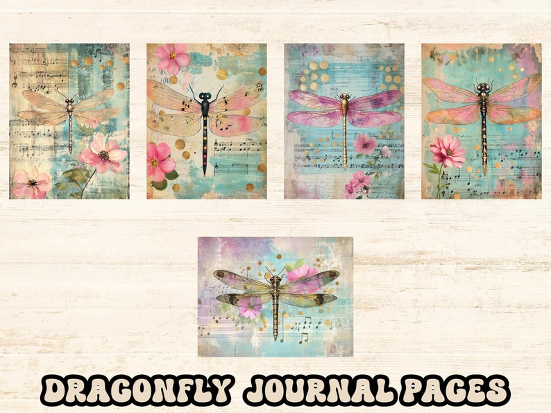 Shabby Chic Dragonfly Junk Journal Kit Folding Folio Folder DIY Paper ...