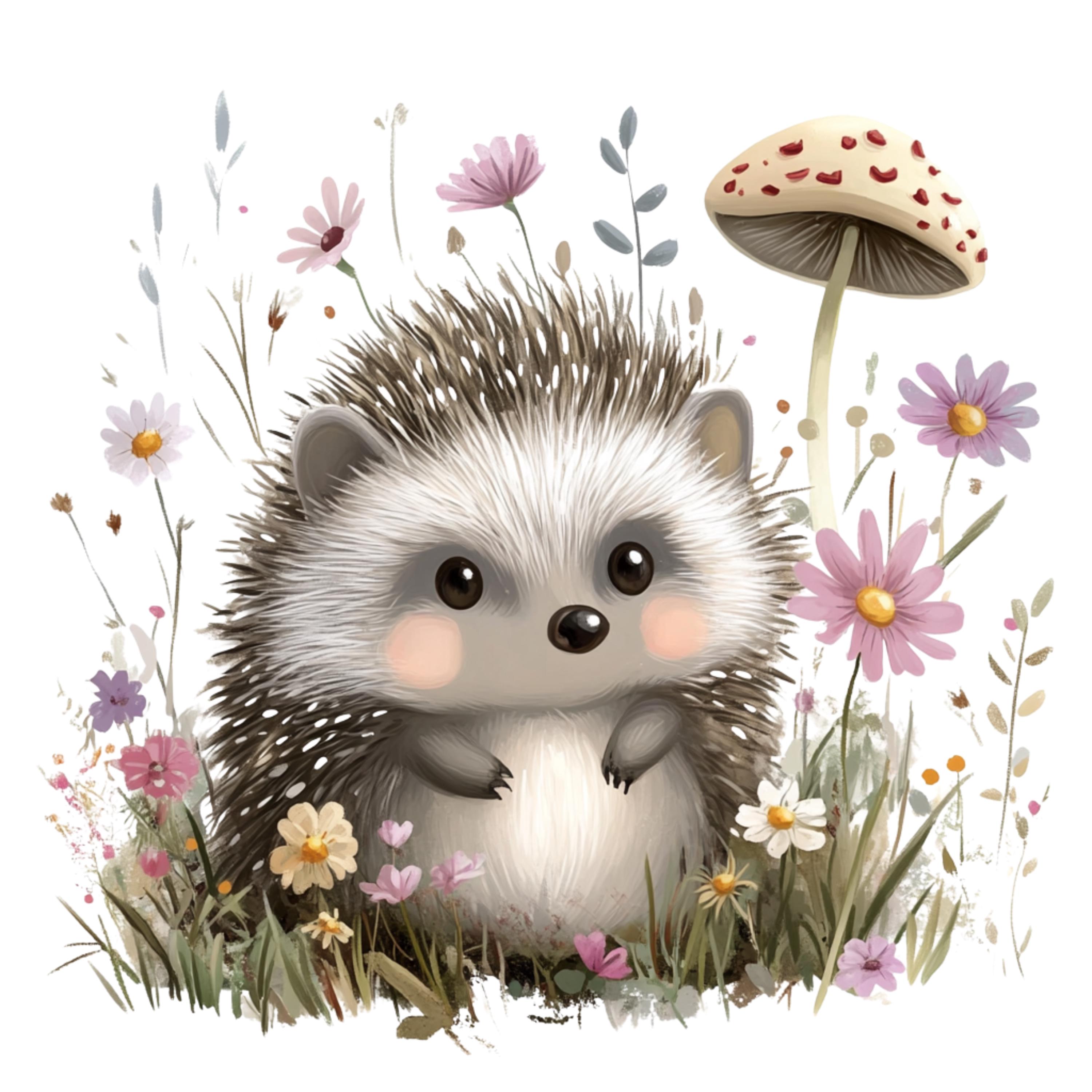 17 Cute Spring Hedgehog PNG Clipart Bundle | Watercolor Cartoon Baby ...