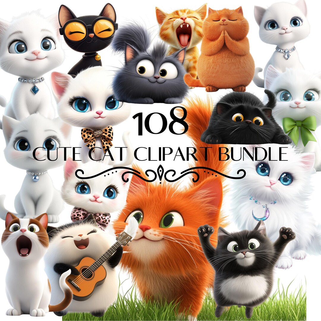 108 Cartoon Cat Designs - Etsy