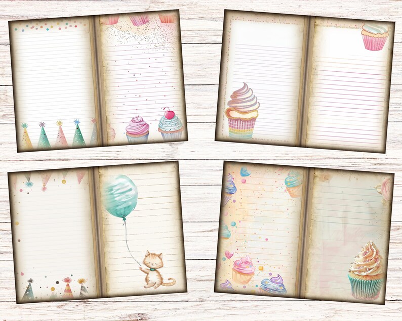 Heart Balloons Birthday Cake Papers, 32 Printable Celebration Papers - Etsy