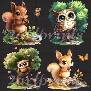 Squirrel Woodland Animals Clipart, Watercolor Photo Clip Art PNG, Junk ...