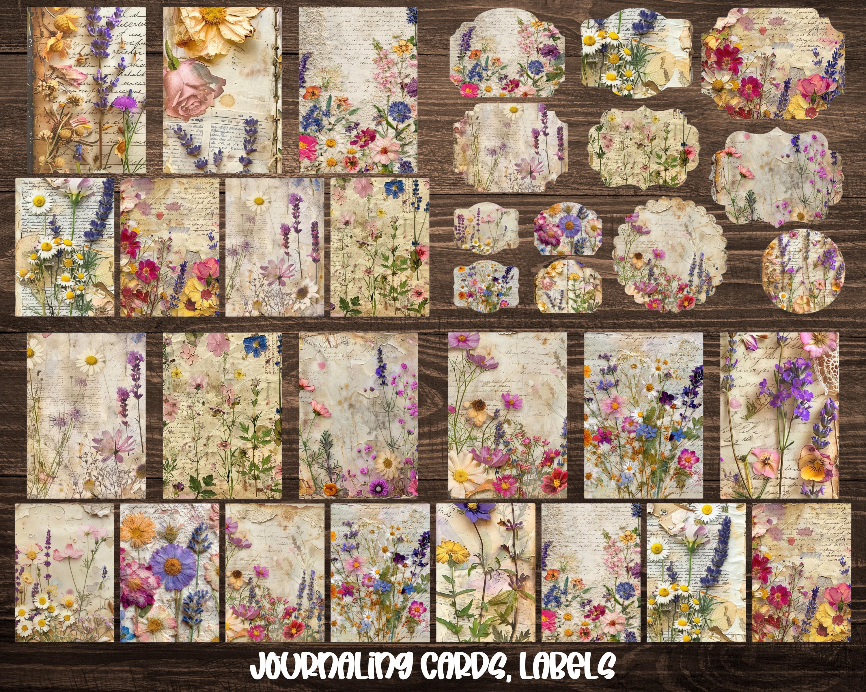 Mega Flower Ephemera Kit Bundle, Envelopes, Junk Journal, Scrapbooking ...