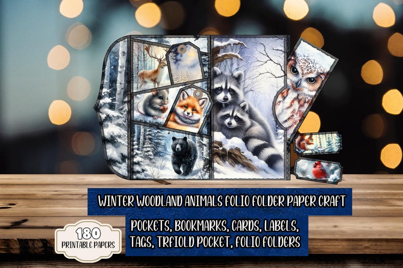 Printable Winter Animal Trifold Folio Kit, DIY Junk Journal Folding ...