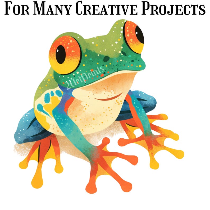 Cute Adorable Colorful Frog Clipart, Frog Vector Graphic Design Digital ...