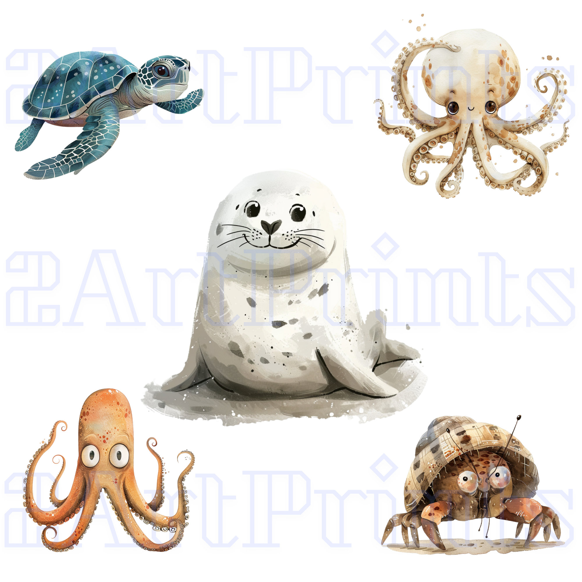 Watercolor Under the Sea Clipart Bundle, Ocean Nursery, Nautical ...
