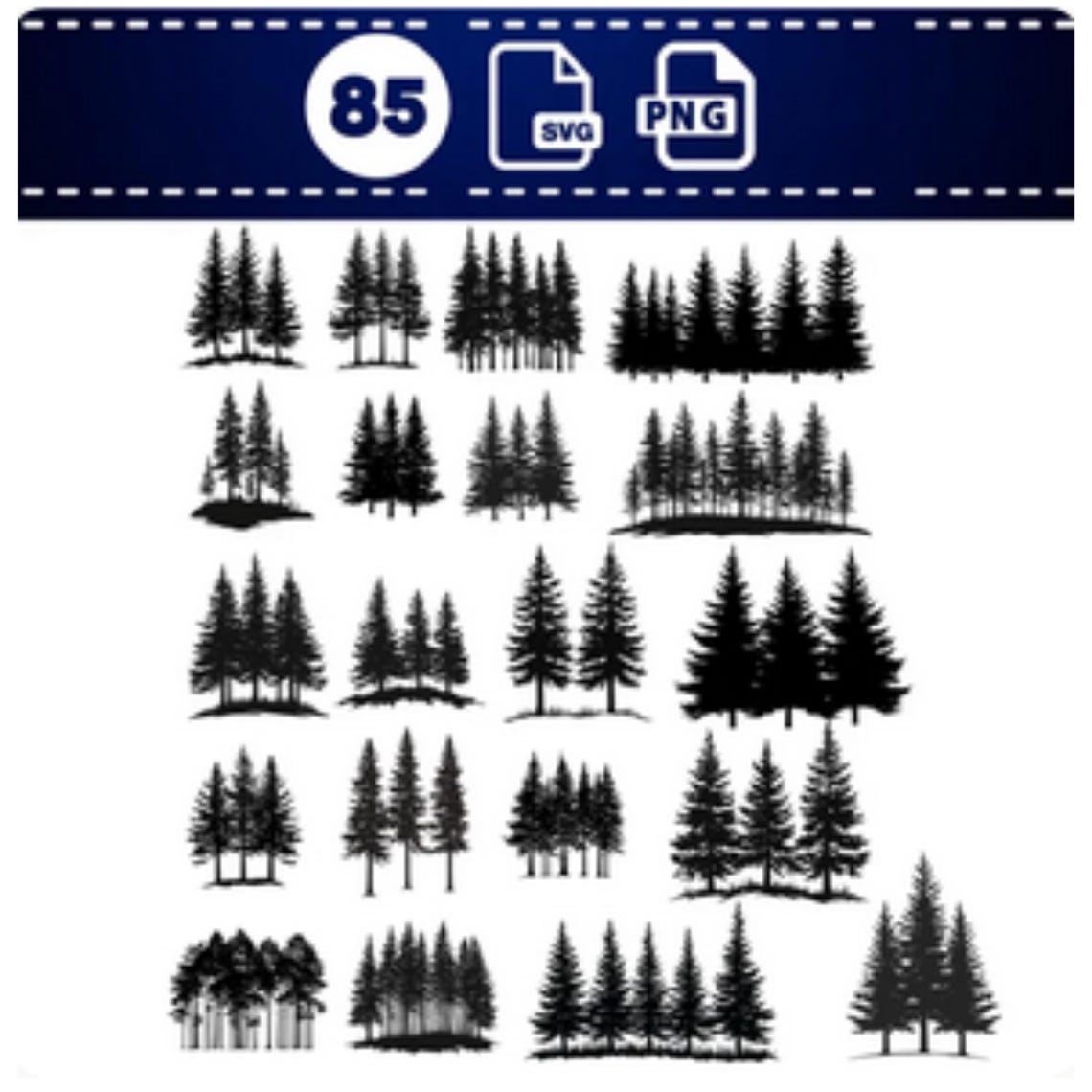 Tree Forest Silhouette SVG PNG Clipart Bundle, Tall Pine & Spruce Trees ...