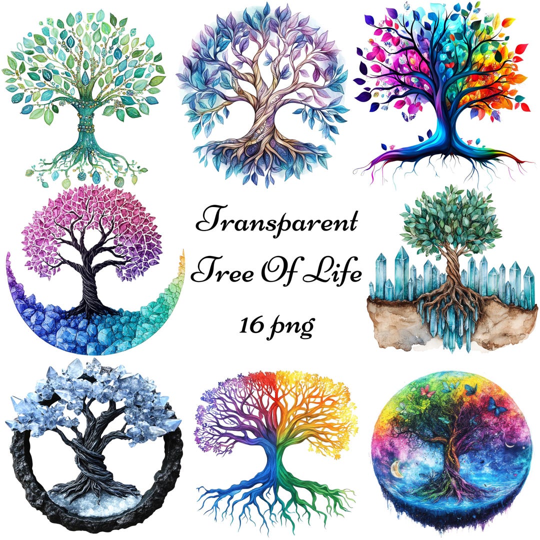 16 Vibrant Abstract Tree of Life PNG Clipart, Tree Wall Art, Tree ...