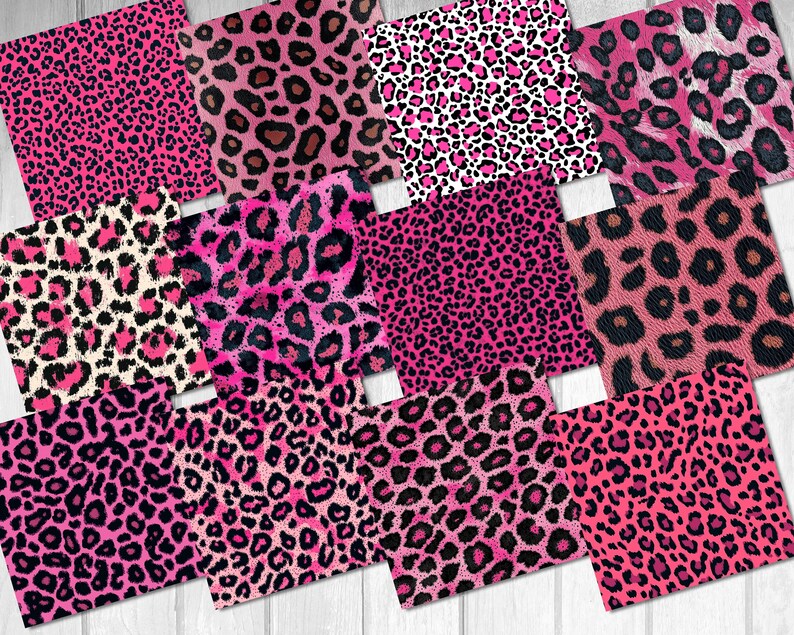 Leopard Fur Animal Print Digital Paper, Brown Leopard Background, Pink ...
